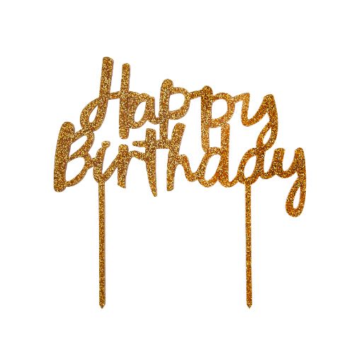 Gold 'Happy Birthday' Acrylic Cake Topper – Party Zone
